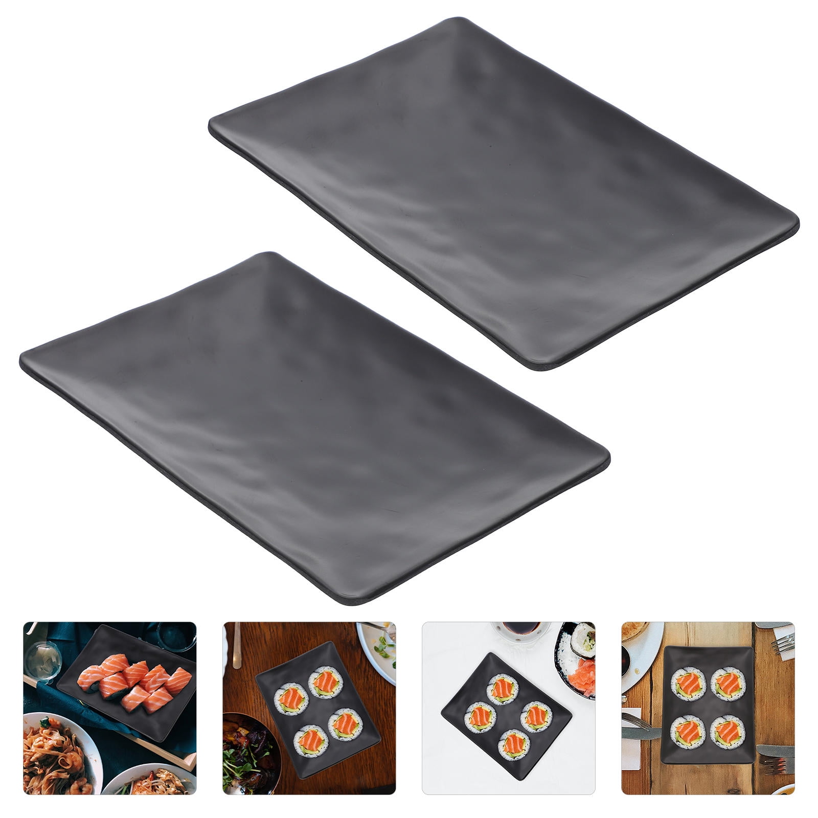 UPOUART Food Plate Sushi Presentation Black Silicone Lid 2Pcs - Walmart.com