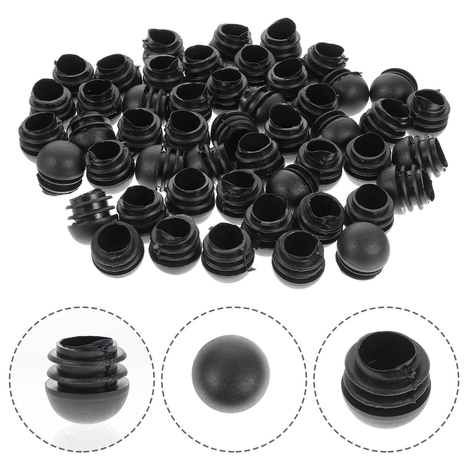 UPOUART 100pcs Black Plastic Round Tube Stoppers Furniture Leg Caps ...