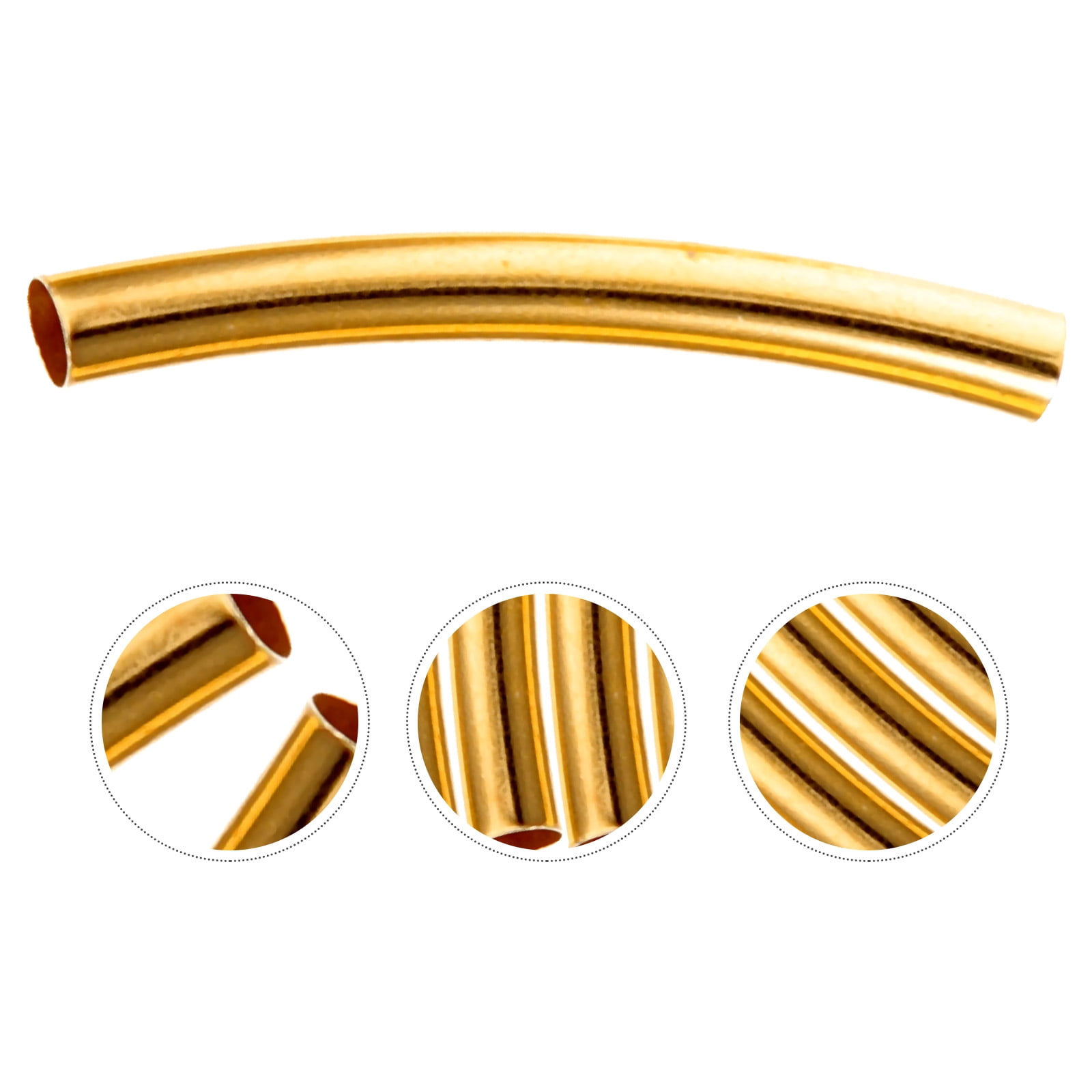 UPOUART 100Pcs Golden Metal Curved Tube Spacer Beads for Jewelry Making ...