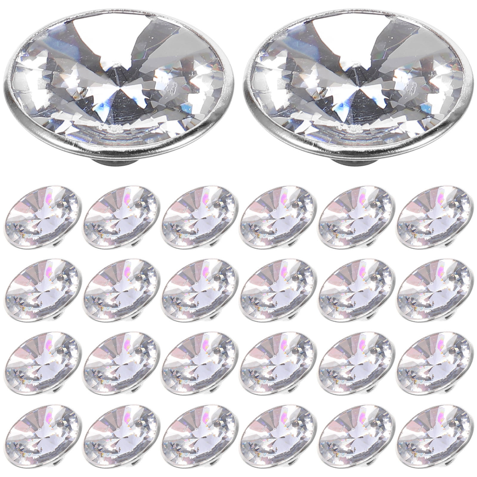 UPOUART 100Pcs Round Metal Rhinestone Buttons for Furniture Transparent ...