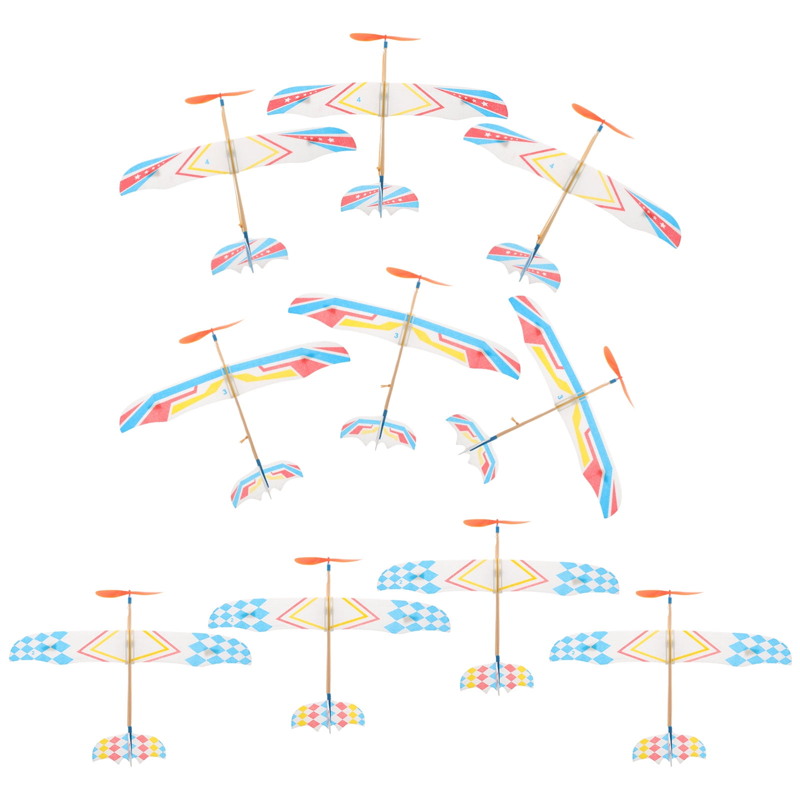 UPOUART 10Pcs Airplane Toy Set Rubber Band Powered Biplane for Children ...