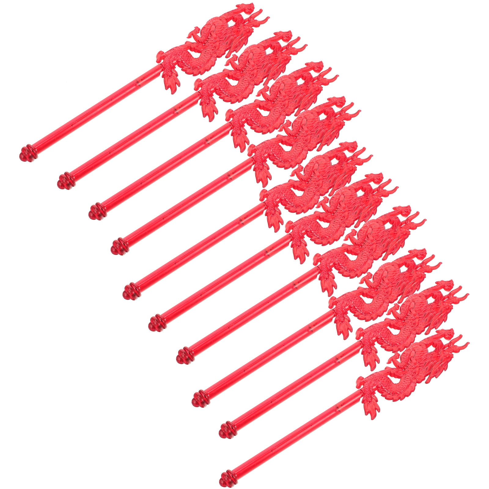 UPOUART 10Pcs Handheld Lantern Rod Red Dragon Shape Paper Lantern Pole ...
