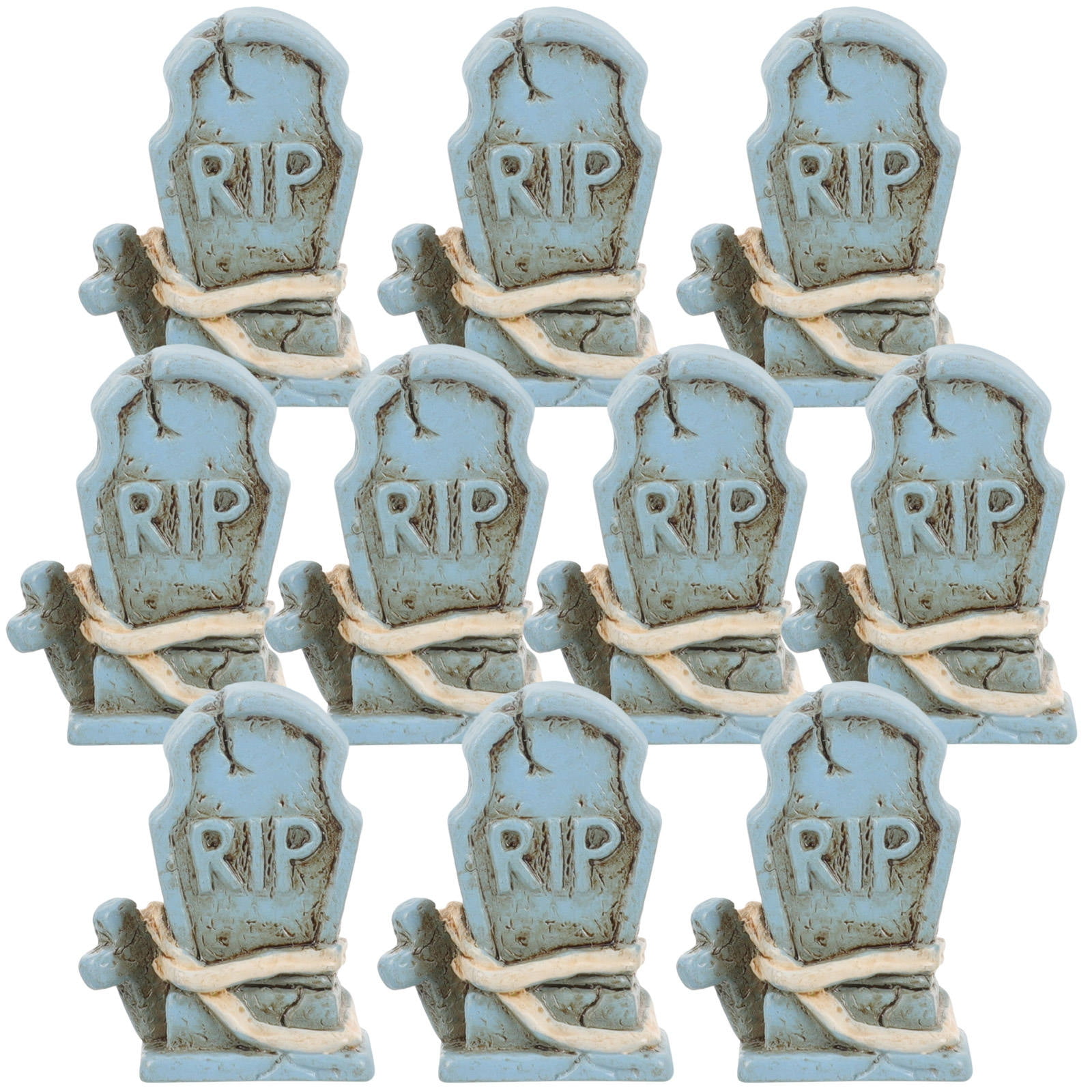 UPOUART 10Pcs Miniature Tombstone Figurines Blue Resin Props Hobbyists ...