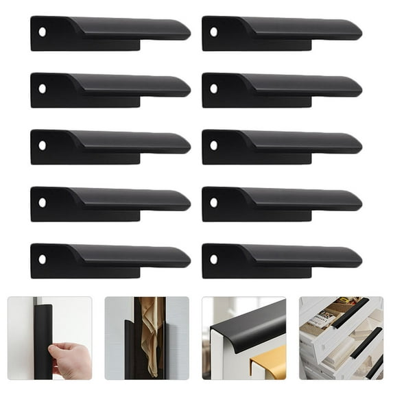 UPOUART 10Pcs Modern Kitchen Hardware Aluminum Black Hidden Finger ...