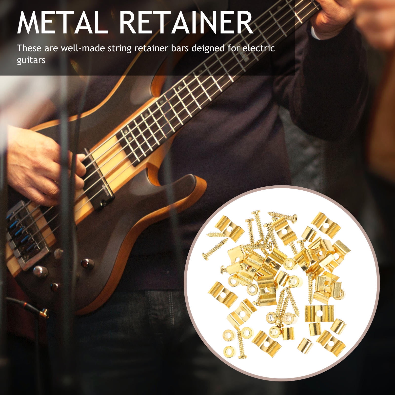 UPOUART 10Set Golden Guitar String Retainer Metal Press Device for ...