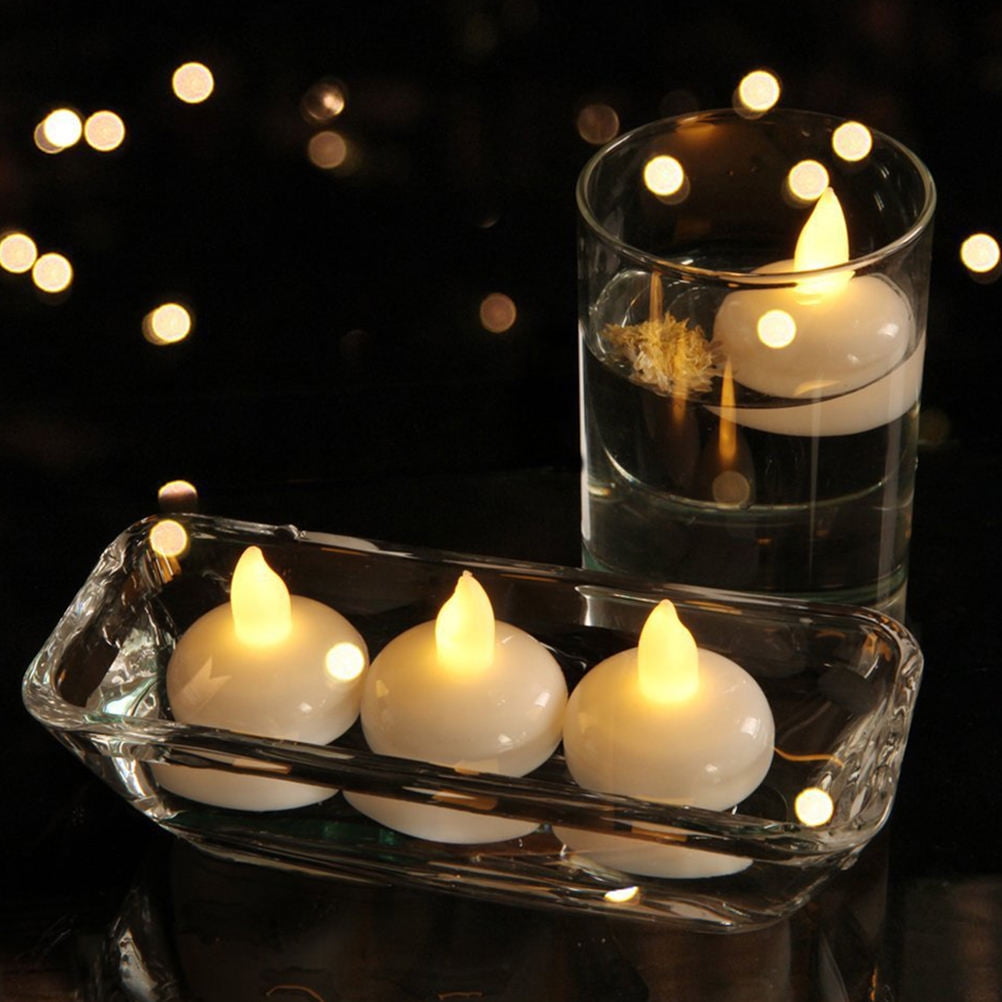 UPOUART LED Floating Candle Lights White Plastic for Garden Wedding ...