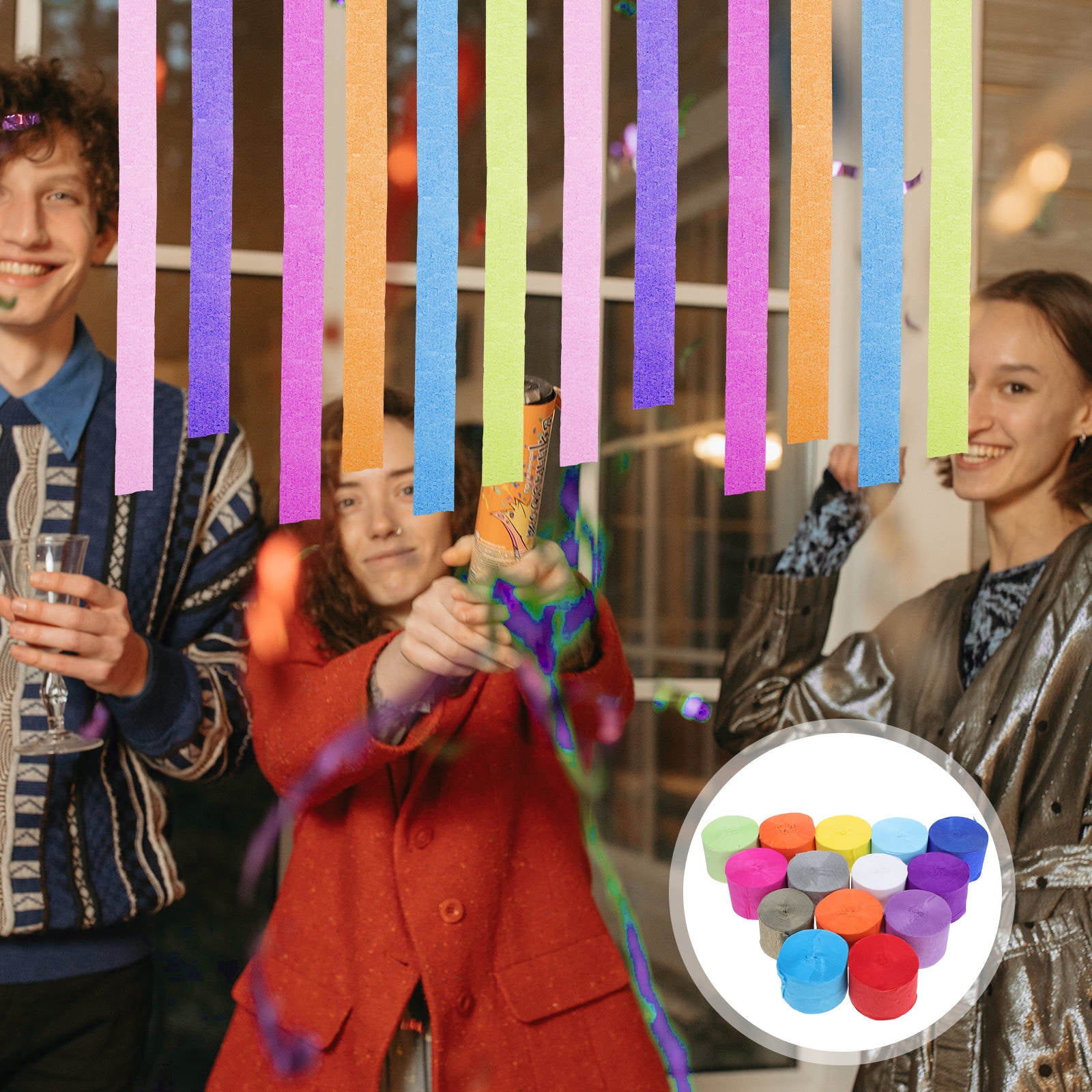 UPOUART Crafting Crepe Paper Streamers Assorted Color 14Pcs 1.8In X ...