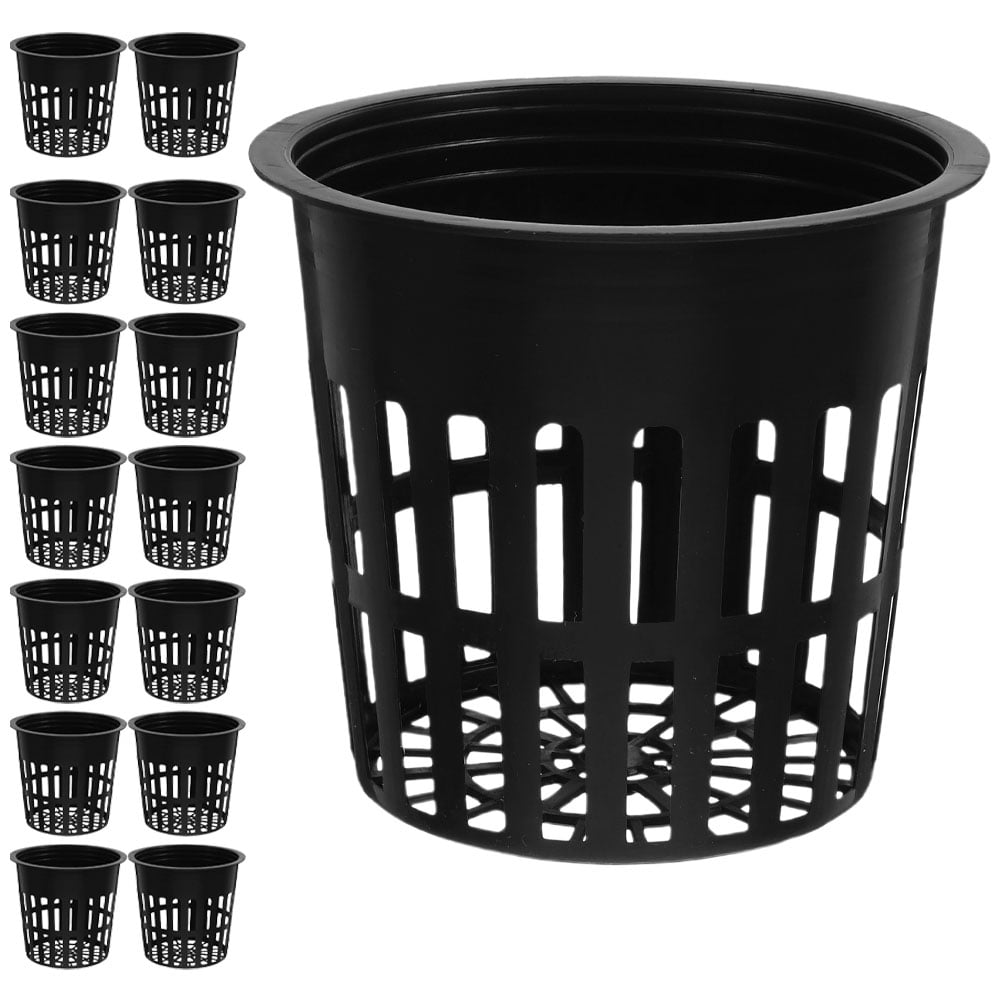 UPOUART 15Pcs Black Plastic Net Pots for Hydroponics Garden Slotted ...