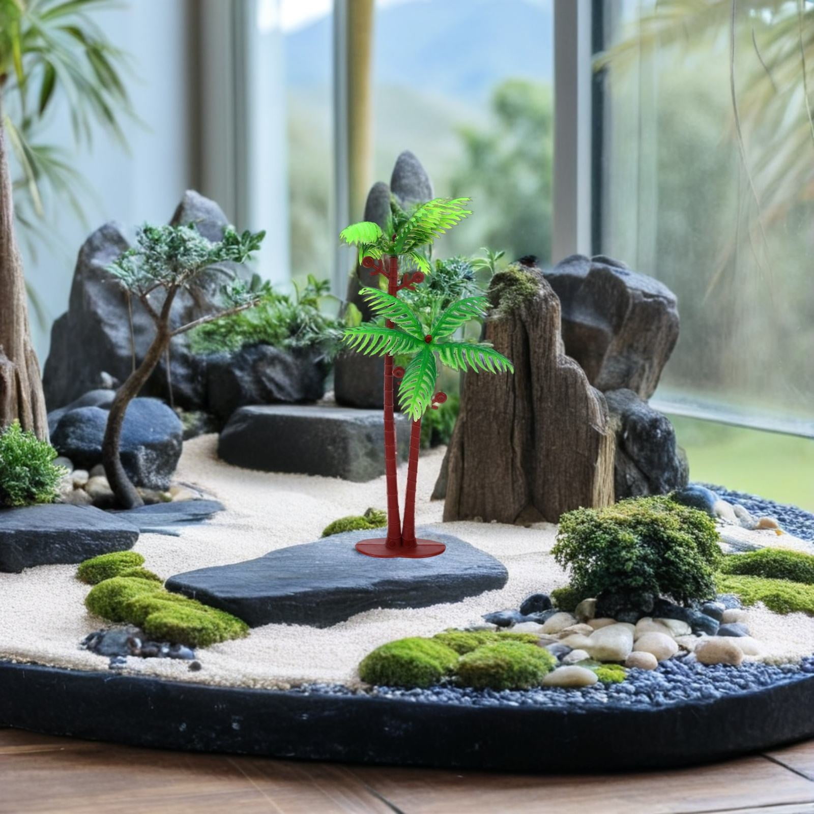 UPOUART 15Pcs Mini Plastic Tree Set: Realistic Decorative Green Palm ...
