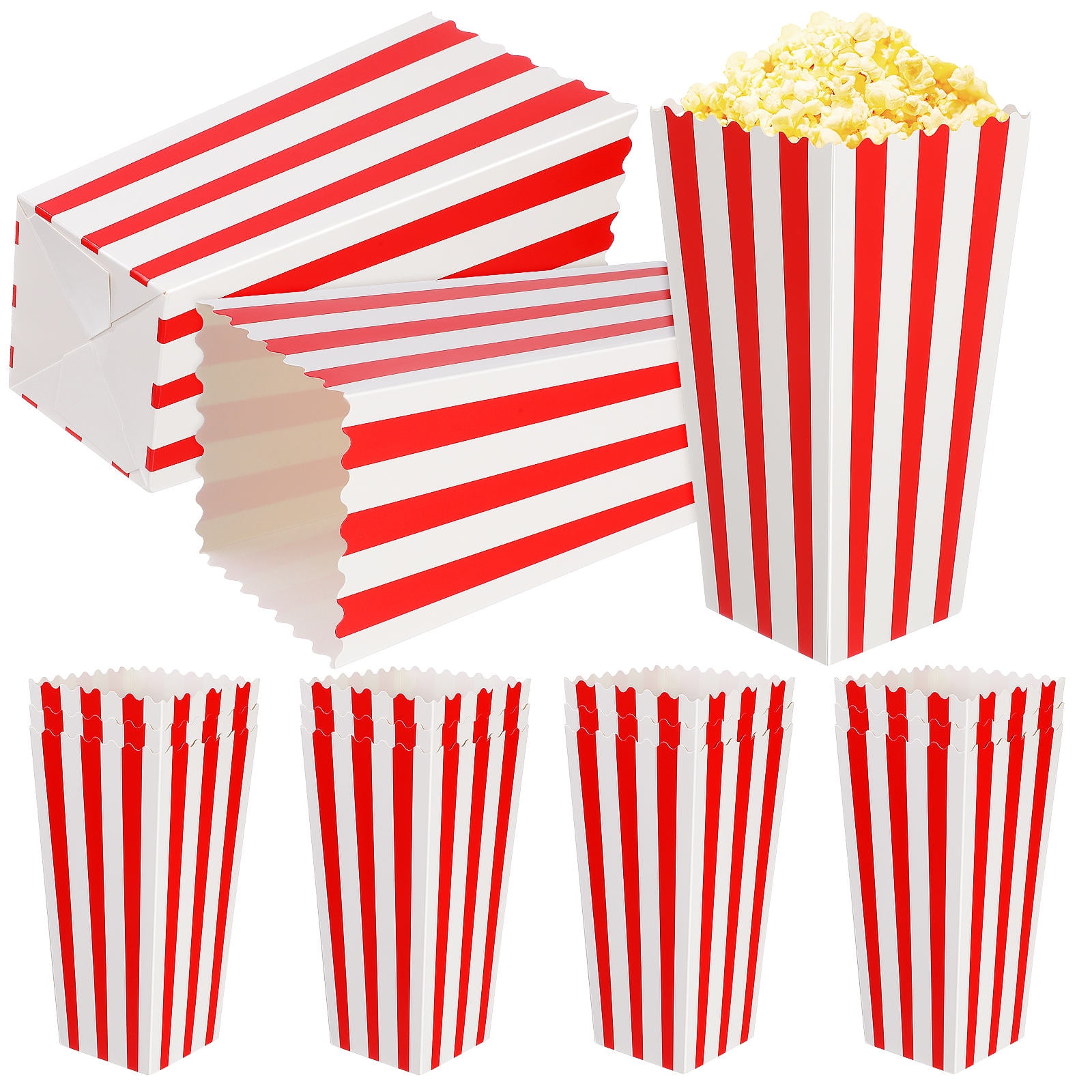 UPOUART 15Pcs Striped Popcorn Buckets Paper Snack Cups for Movie Night ...