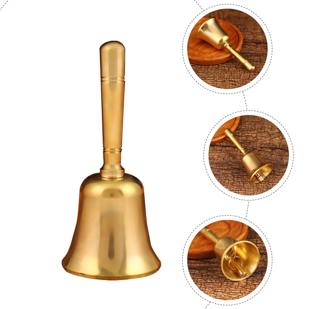 UPOUART Loud Hand Bell in Golden Brass for Restaurant, Bar, Hotel, and ...
