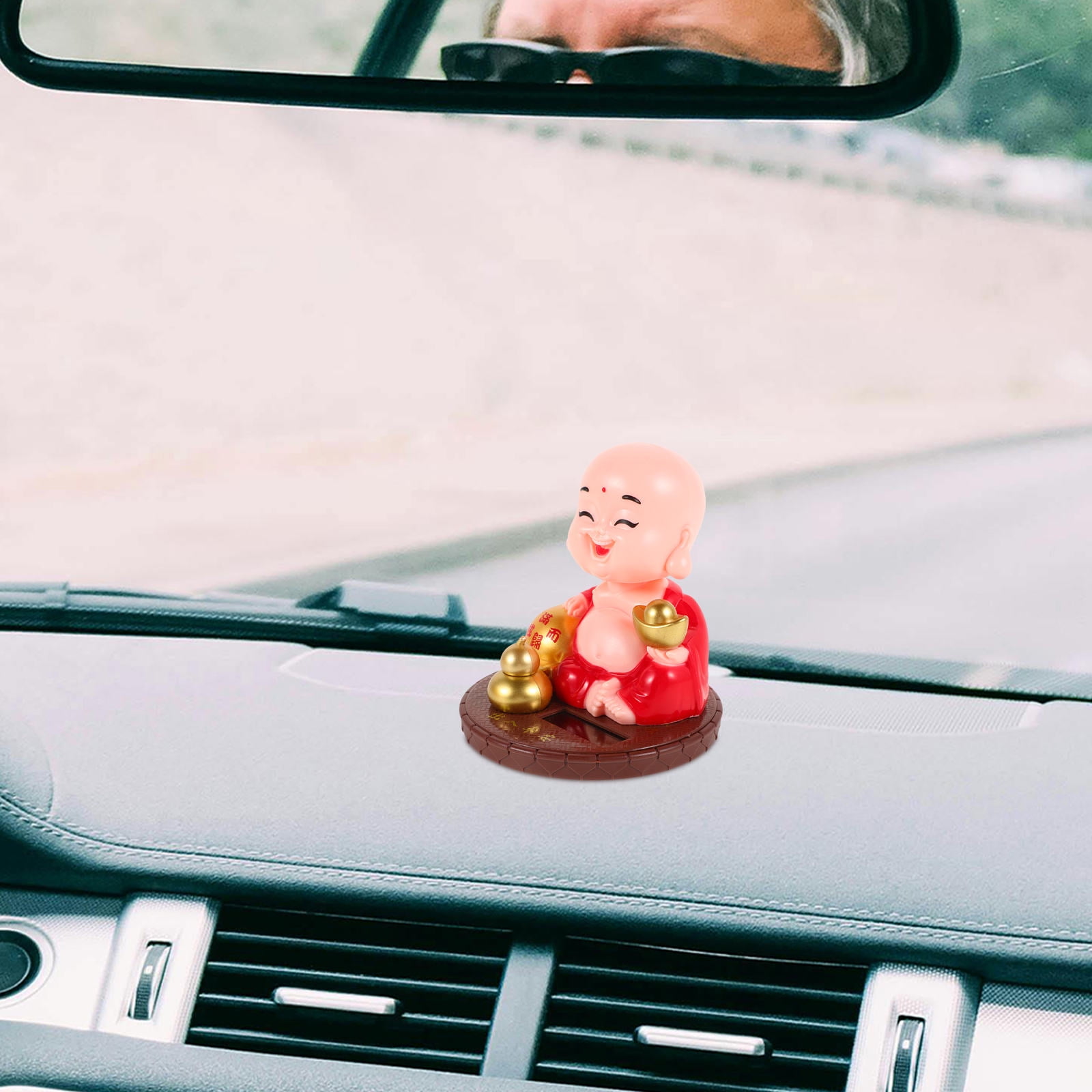UPOUART 1Pack Chinese Little Buddha Monk Statue Solar-Powered Nodding ...