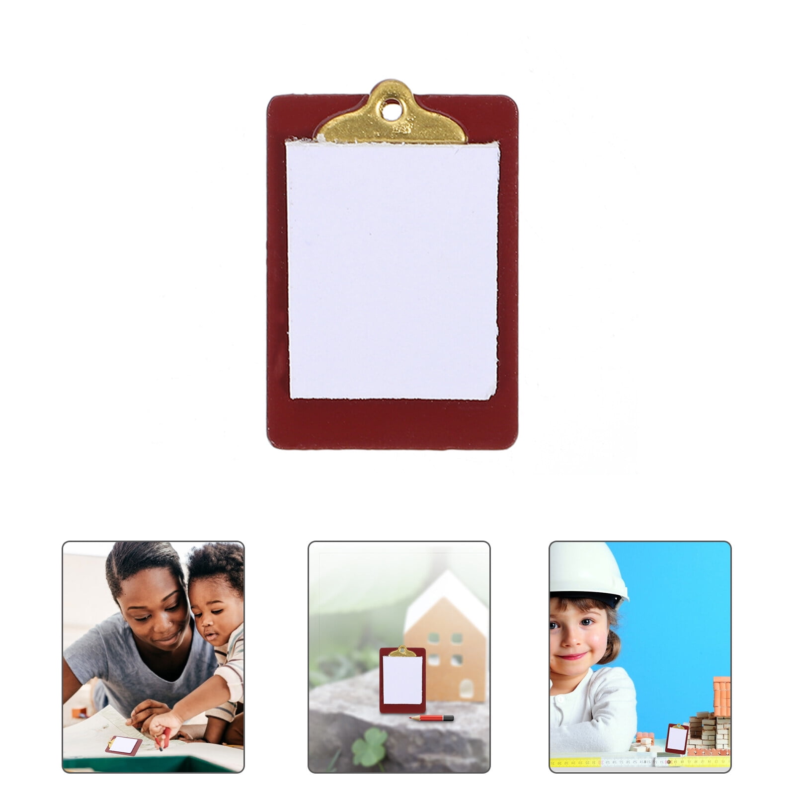 UPOUART 1Pack Mini Paper Clipboard in Brown Color for Dollhouse ...