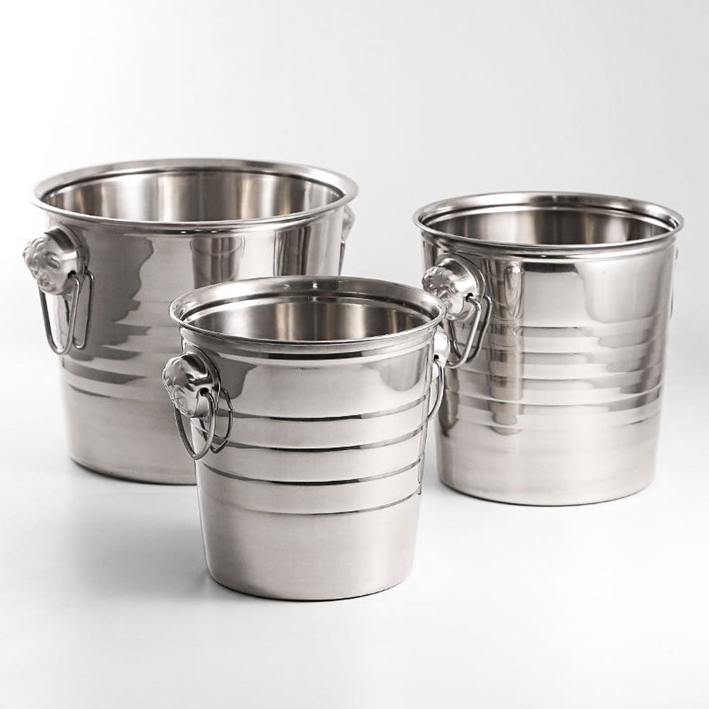 UPOUART 1Pack Stainless Steel Ice Storage Bucket Silver Round Keeps ...