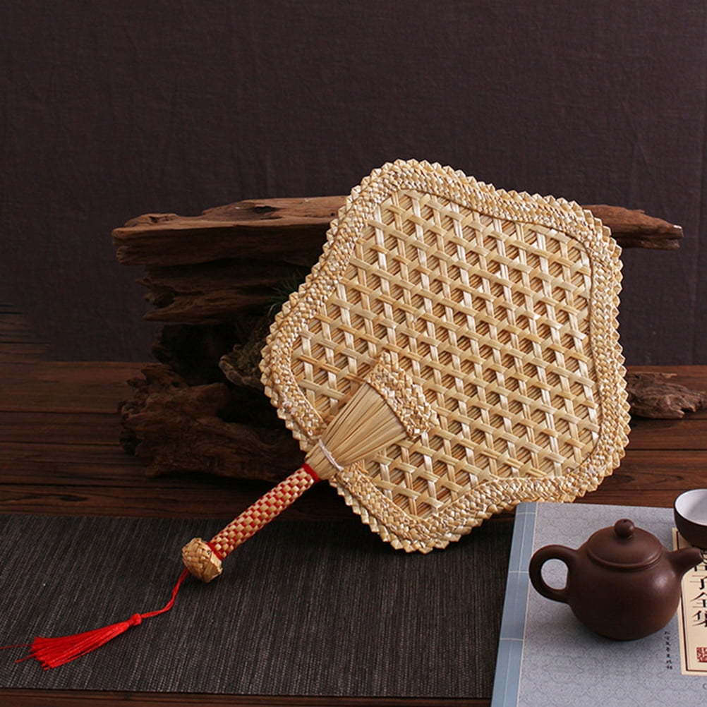 UPOUART 1Pc Stylish Handmade Fan Natural Wheat Straw Fan Decorative ...