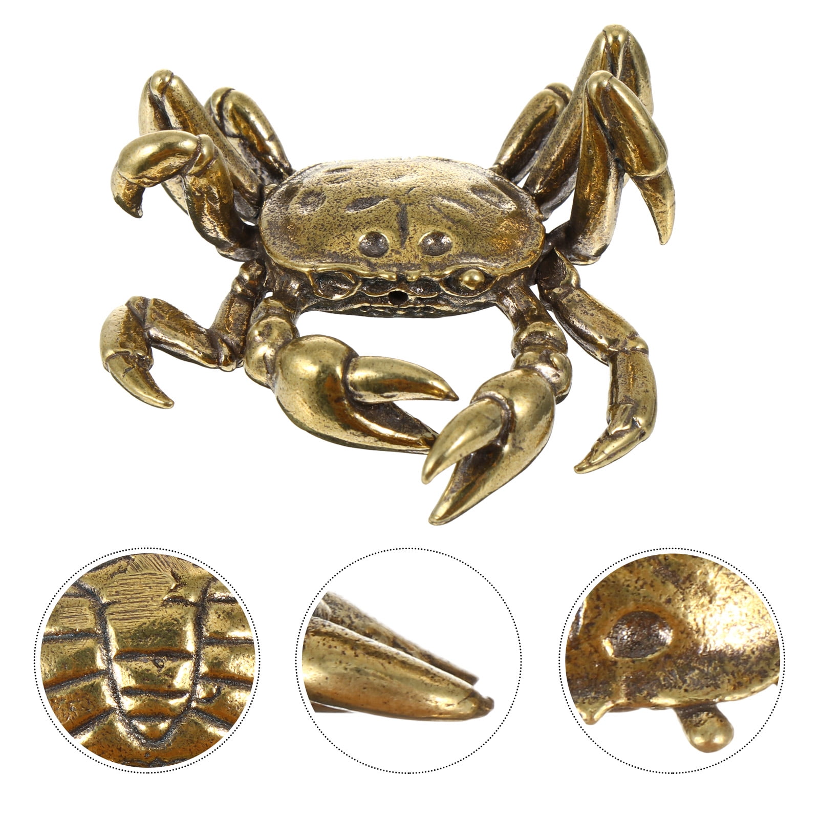 UPOUART Mini Coffee Colored Brass Crab Sculpture Decor Desktop Ornament ...
