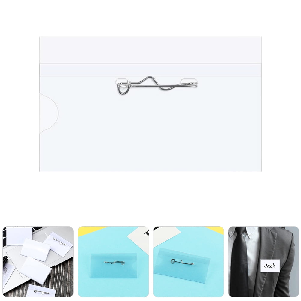 UPOUART Clear PVC Name Holder with Protective Sleeve, 1 Set for Storing ...