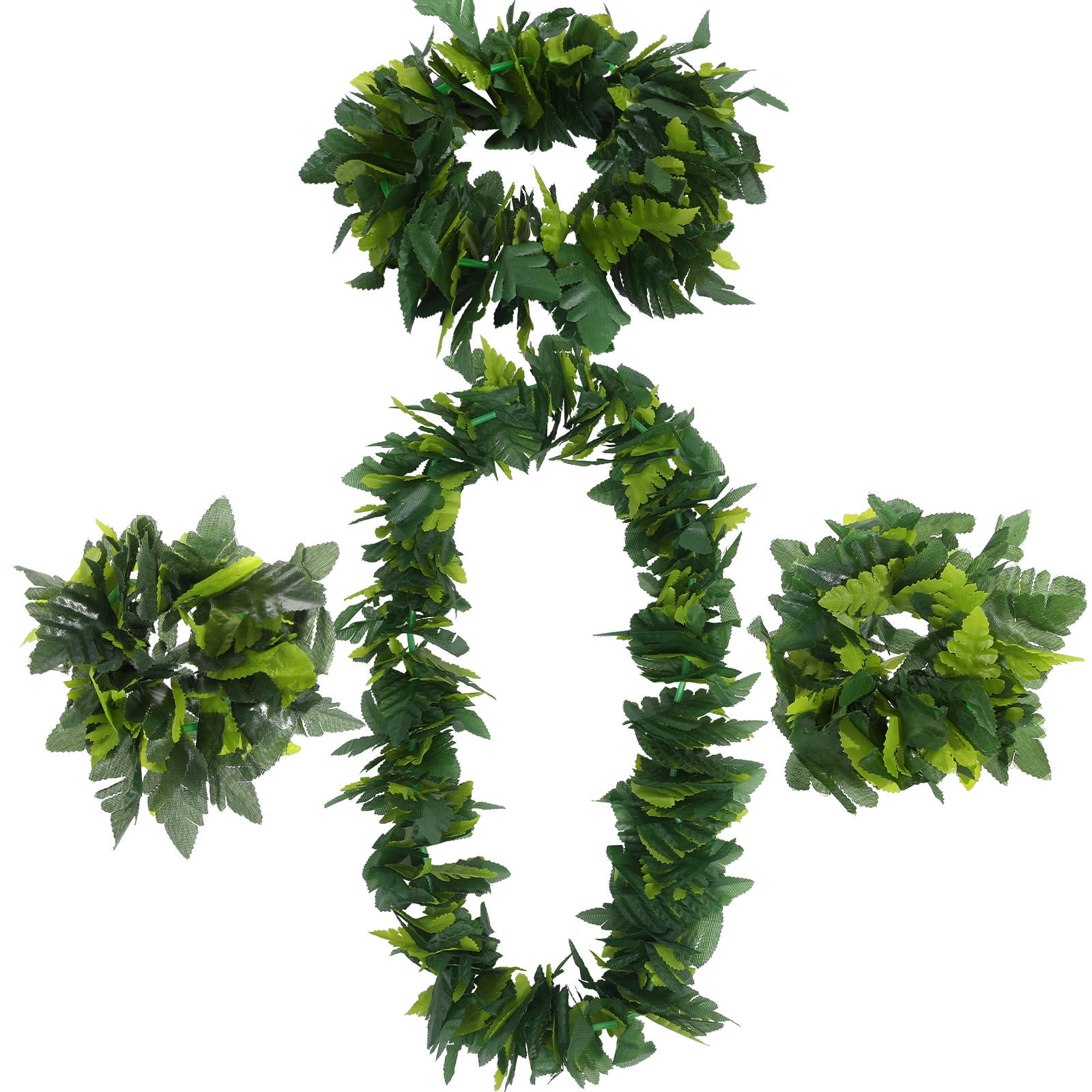UPOUART Hawaiian Green Leaf Headband Tropical Beach Luau Party 1 Set 18 ...