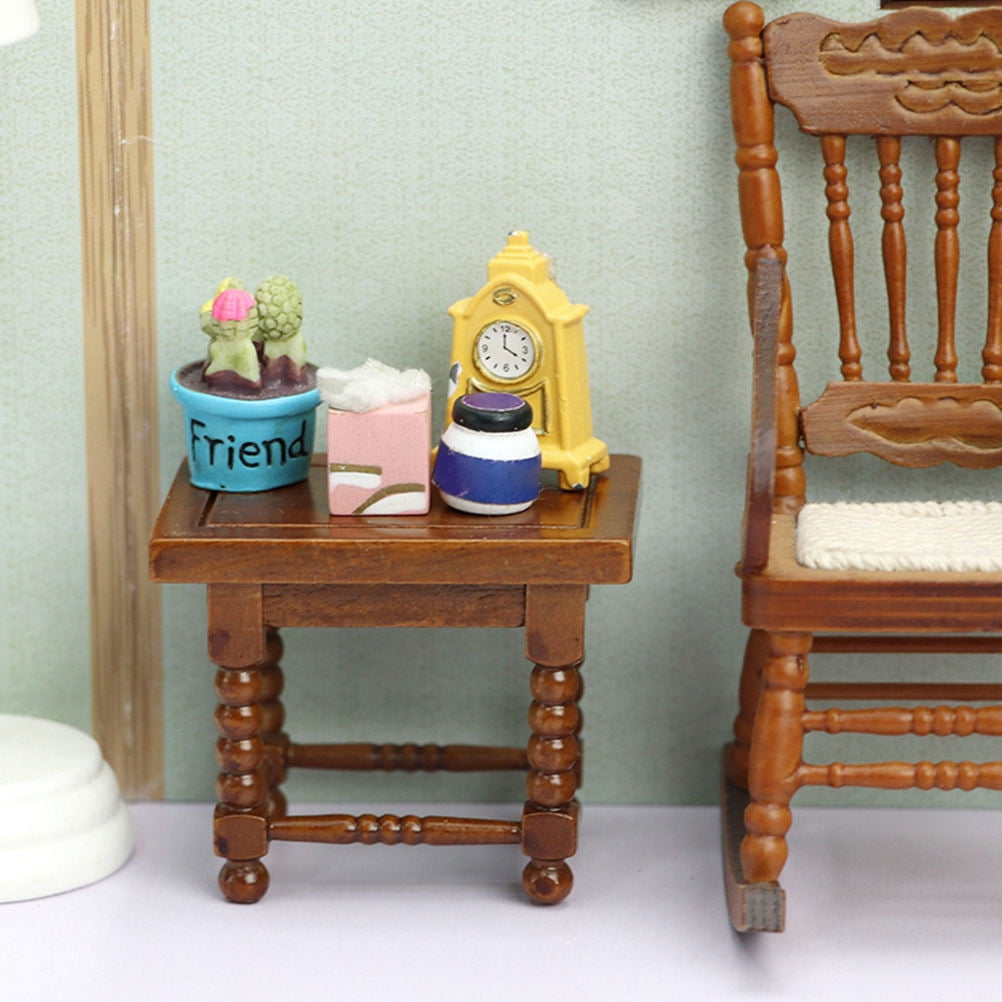 UPOUART 1Set Mini Tea Table Model 5.4X4.5in Birch Decorative Photo Prop ...