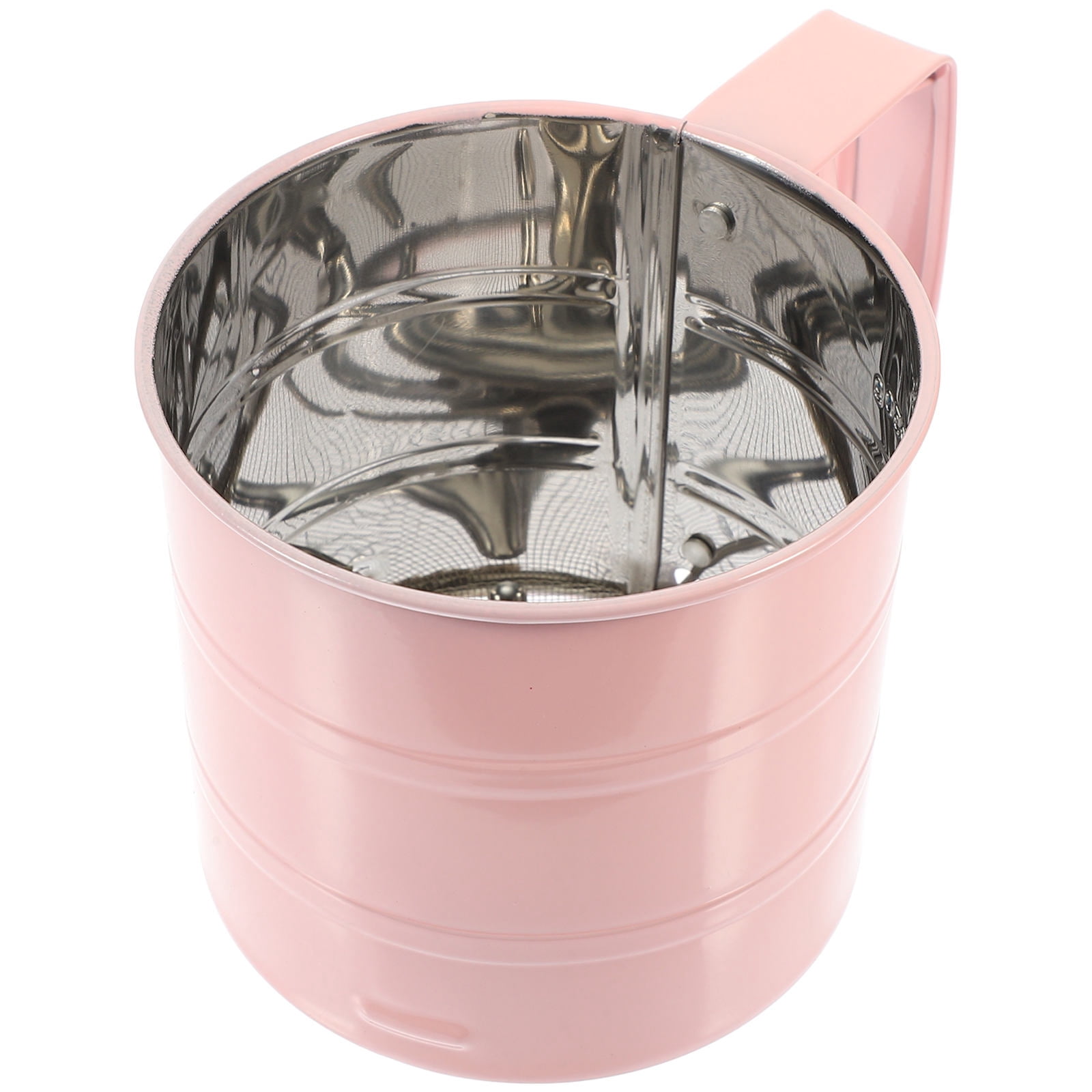 UPOUART Semi Automatic Hand Held Flour Sifter Sieve with Handle Pink ...