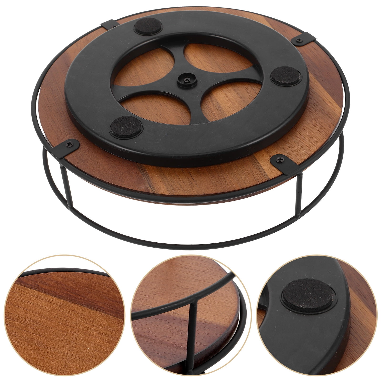 UPOUART 1Set Round Spice Rack with Wood and Iron for Kitchen Countertop ...