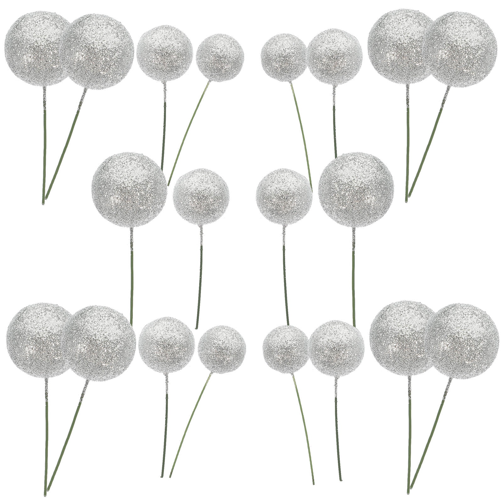 UPOUART 20Pcs Multi Use Silver Cake Balls Glitter Cake Decoration for ...