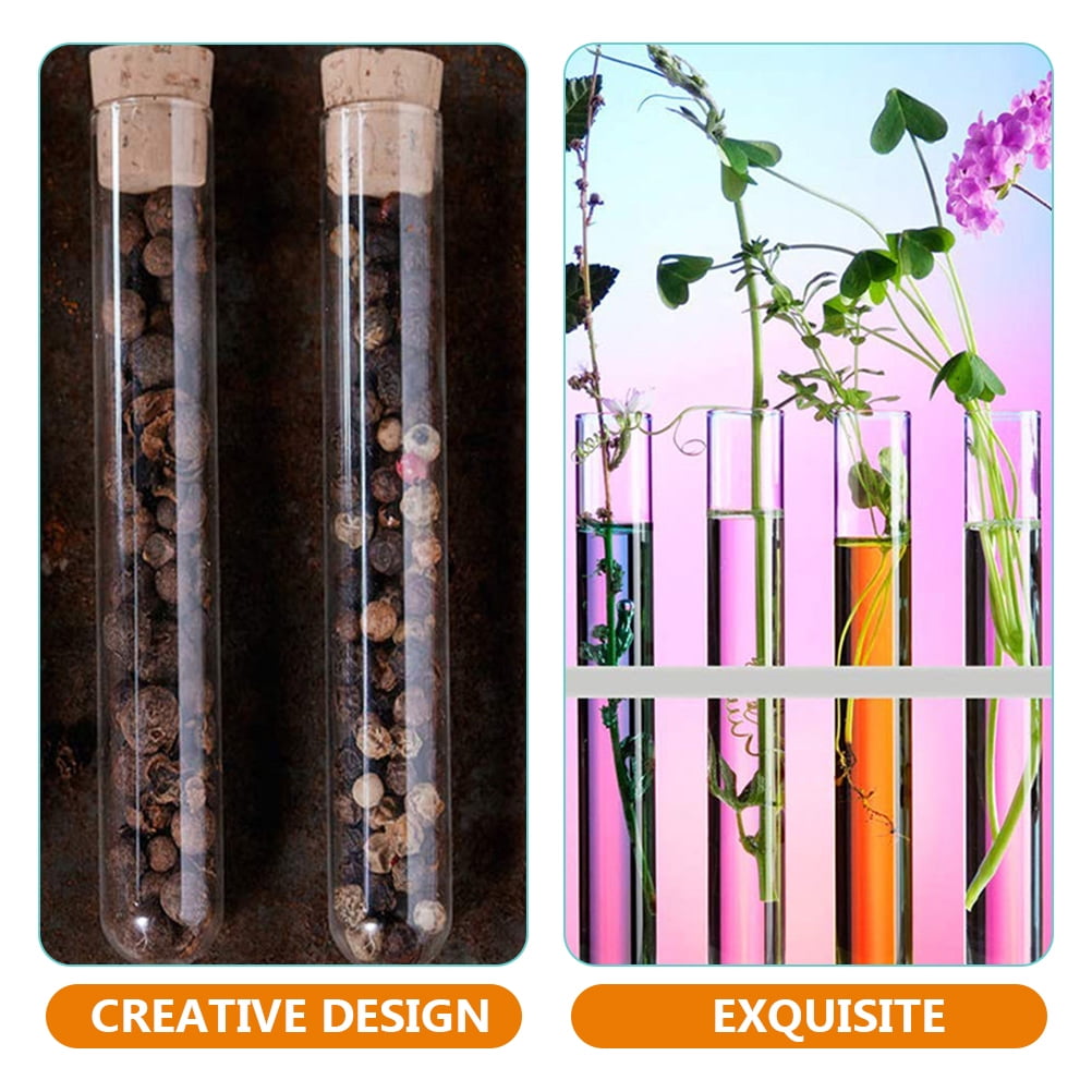 UPOUART Clear Round Bottom Glass Test Tubes with Wooden Corks - , Easy ...