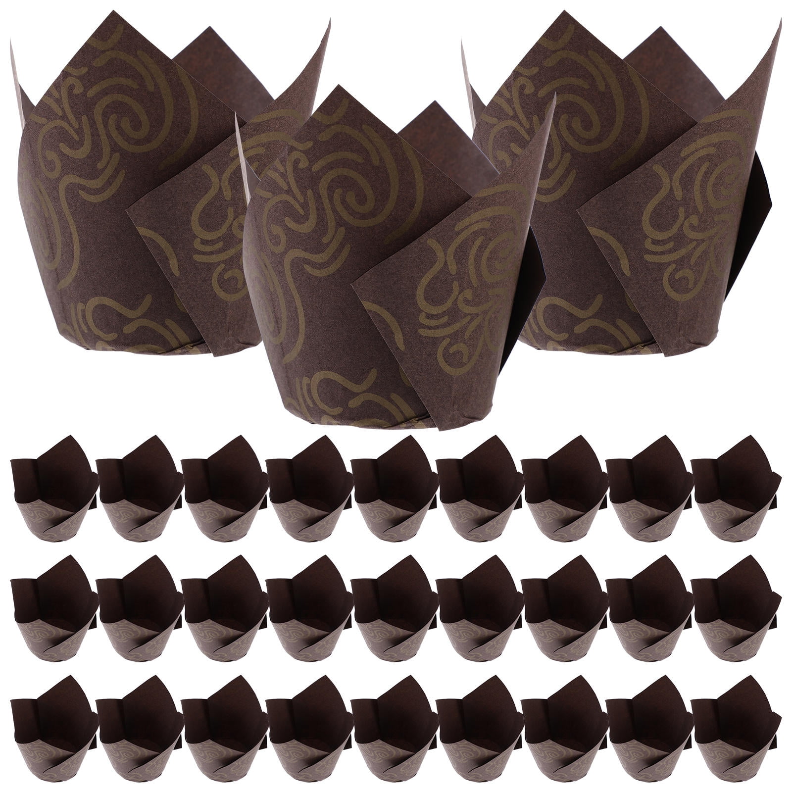 UPOUART 250Pcs Greaseproof Paper Coffee Cupcake Liners Tulip Style for ...