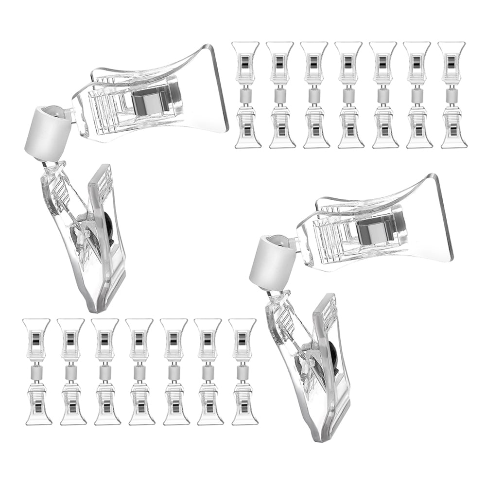 UPOUART 25Pcs Clear Sign Holder Clips with Swivel Clamp for Retail ...