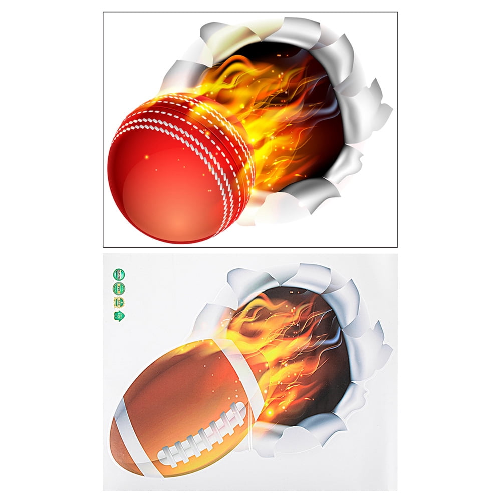UPOUART 2Pcs PVC Stick on Wall Art Sports Wall Decals with 3D ...