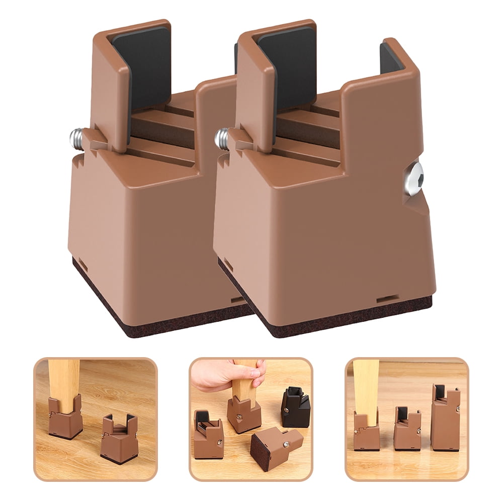 UPOUART 2Pcs Platform Bed Riser Light Brown Square Steel Abs Lint ...