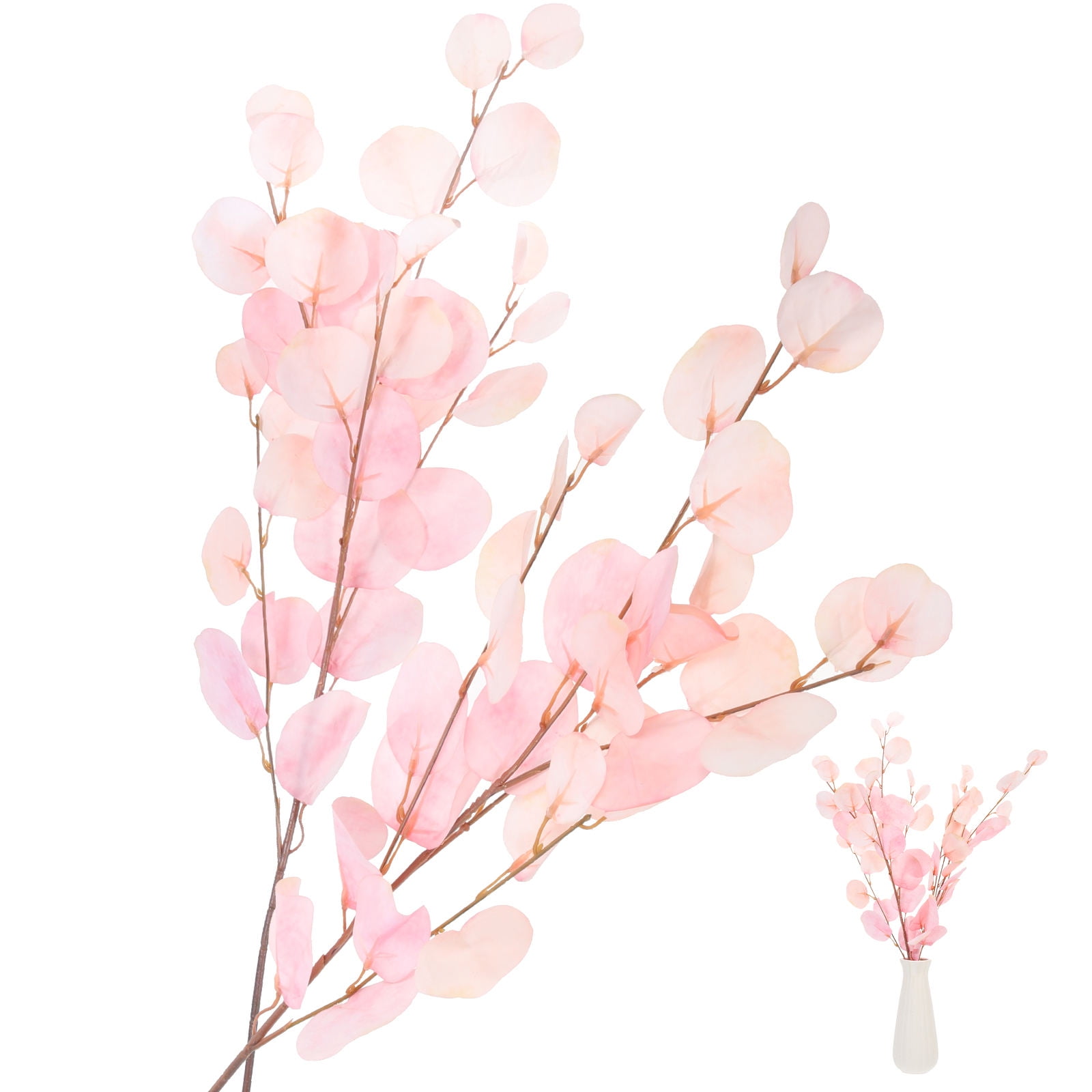 UPOUART 2Pcs Premium Pink Artificial Eucalyptus Stems for Wedding ...