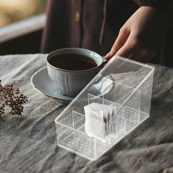 UPOUART 2Pcs Transparent Tea Bag Container with Dividers for Coffee ...