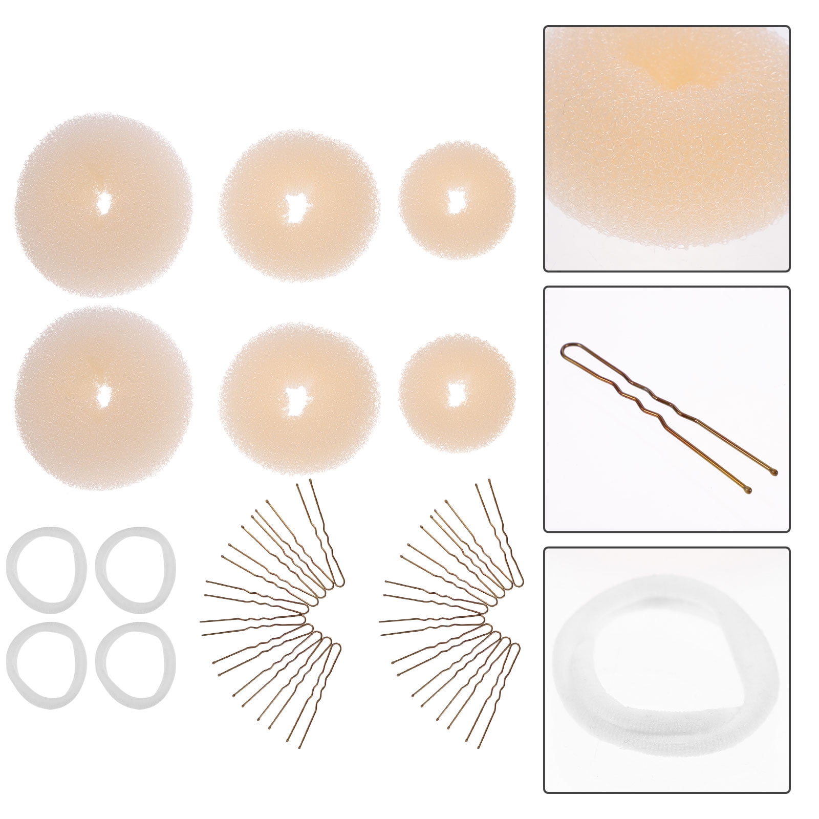 UPOUART 2Sets Hair Modelling Tool Kit Beige Hair Donut Bun Maker for ...