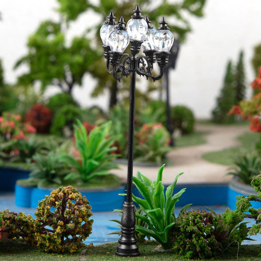 UPOUART 2pcs Model Street Lamp Mini Street Lights Stainless Steel Black ...
