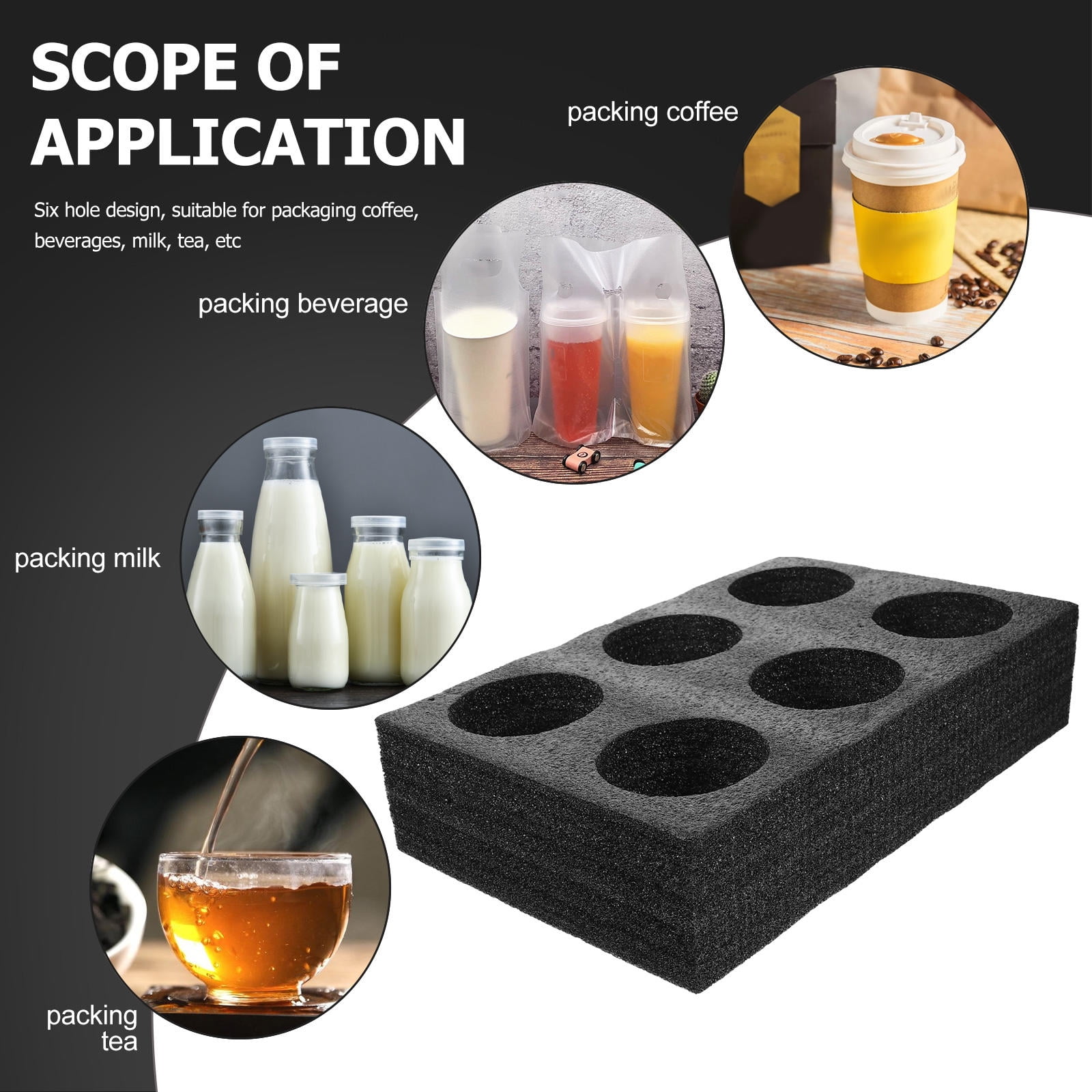 UPOUART 2pcs Portable Drinks Carrier Multi-hole Cup Holder Black Wool ...