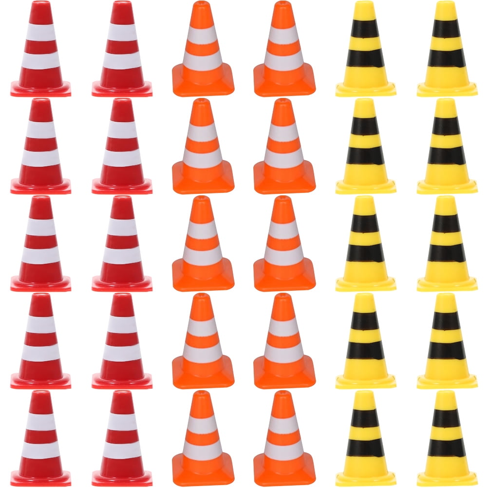 UPOUART 30Pack Miniature Traffic Cones Plastic Road Signs Toys for ...