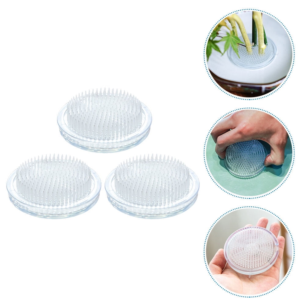 UPOUART 3Pcs Round Transparent Plastic Flower Frog Pin Holders for ...