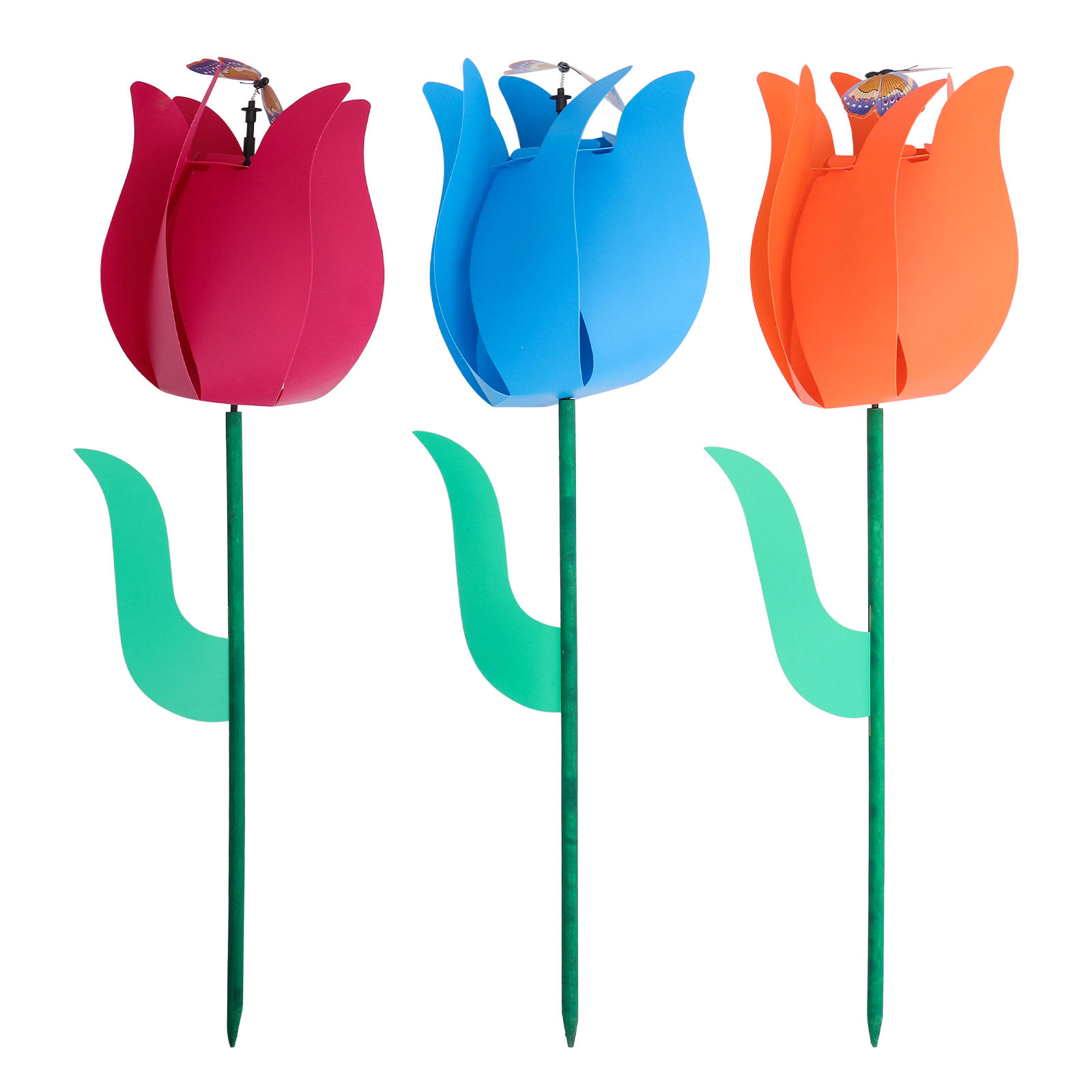 UPOUART 3Pcs Small Flower Windmill Plastic Tulip Design Garden ...