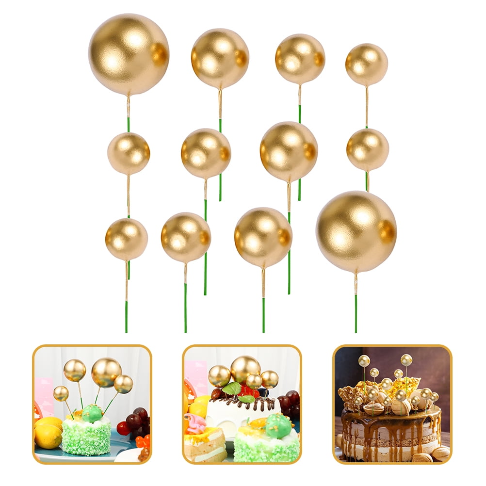 UPOUART 40Pcs Golden Round Cake Picks for Wedding and Engagement ...