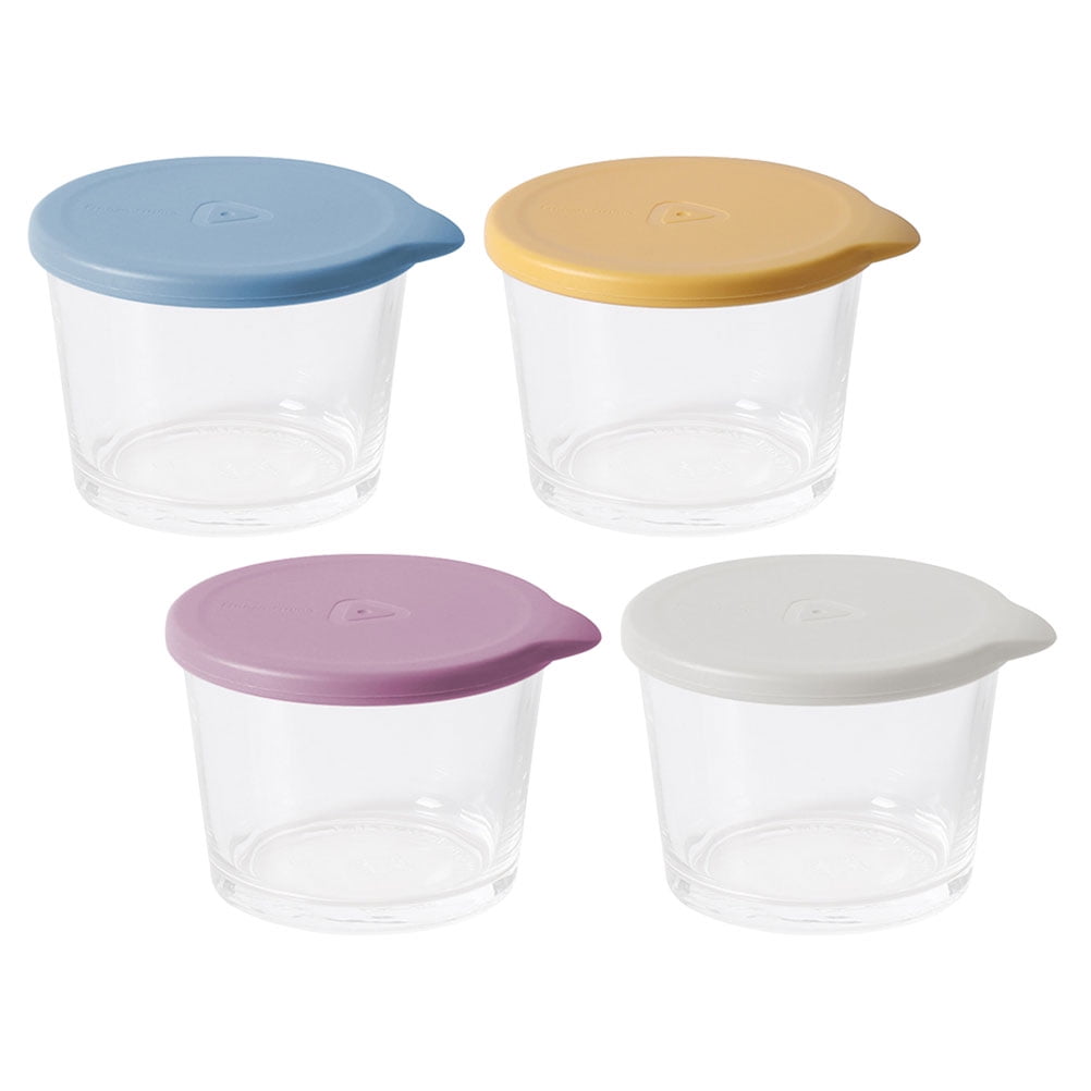 UPOUART 4Pcs Glass Containers for Yogurt Storage Square Blue with ...