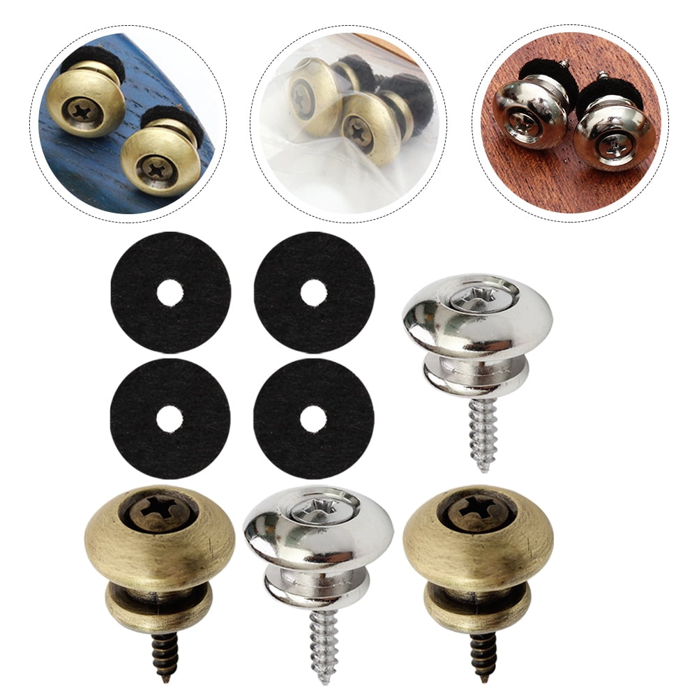 UPOUART 4Pcs Iron Felt Guitar Strap Lock Buttons for Ukulele Mandolin ...