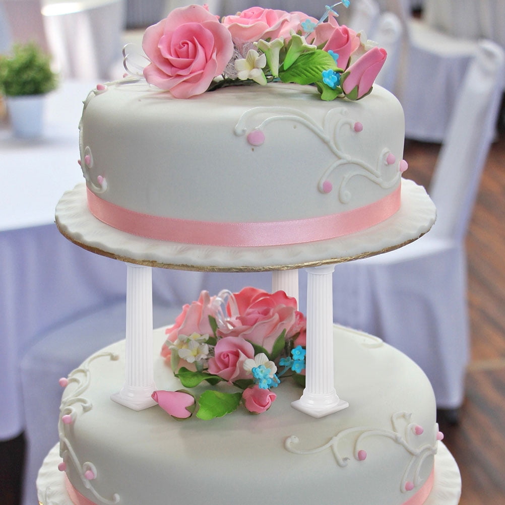 UPOUART 4Pcs Roman Column Cake Pillars White Plastic Supports for ...