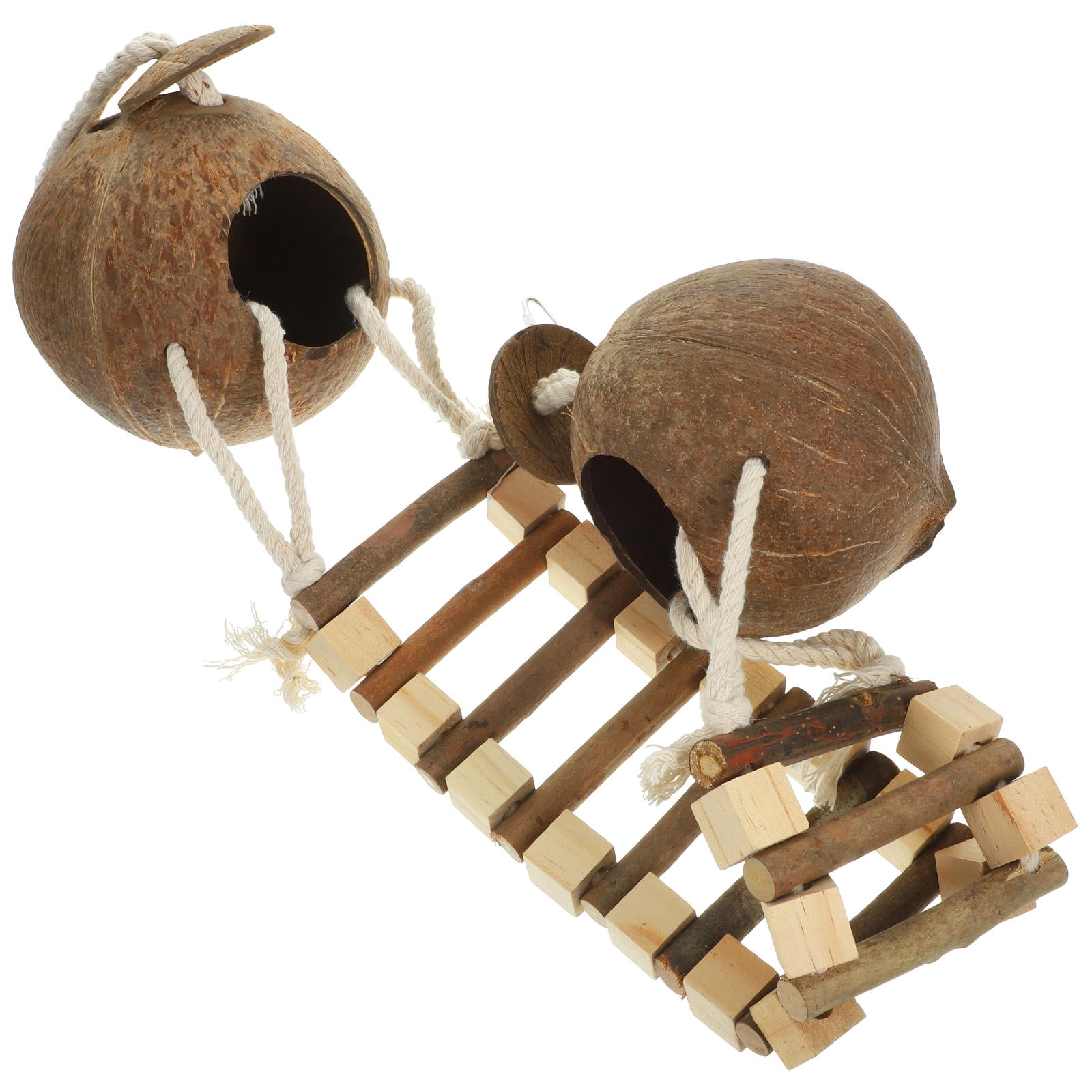 UPOUART 4Set Light Brown Coconut Bird Nest Wooden Jute Rope for Birds ...