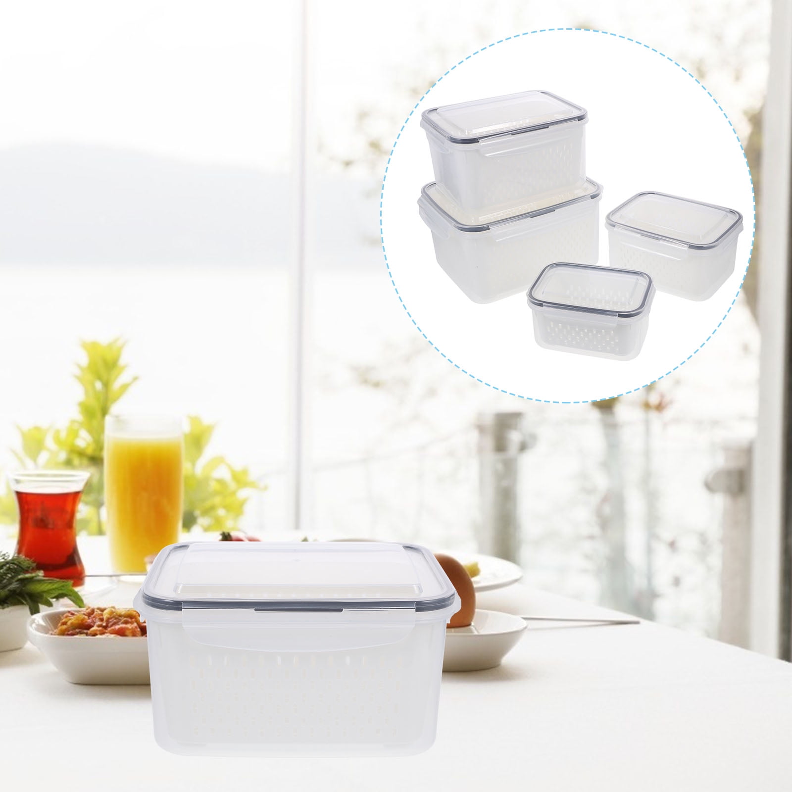 UPOUART Refrigerator Food Boxes White 18.5X14.5X9.7Cm Pp Material ...