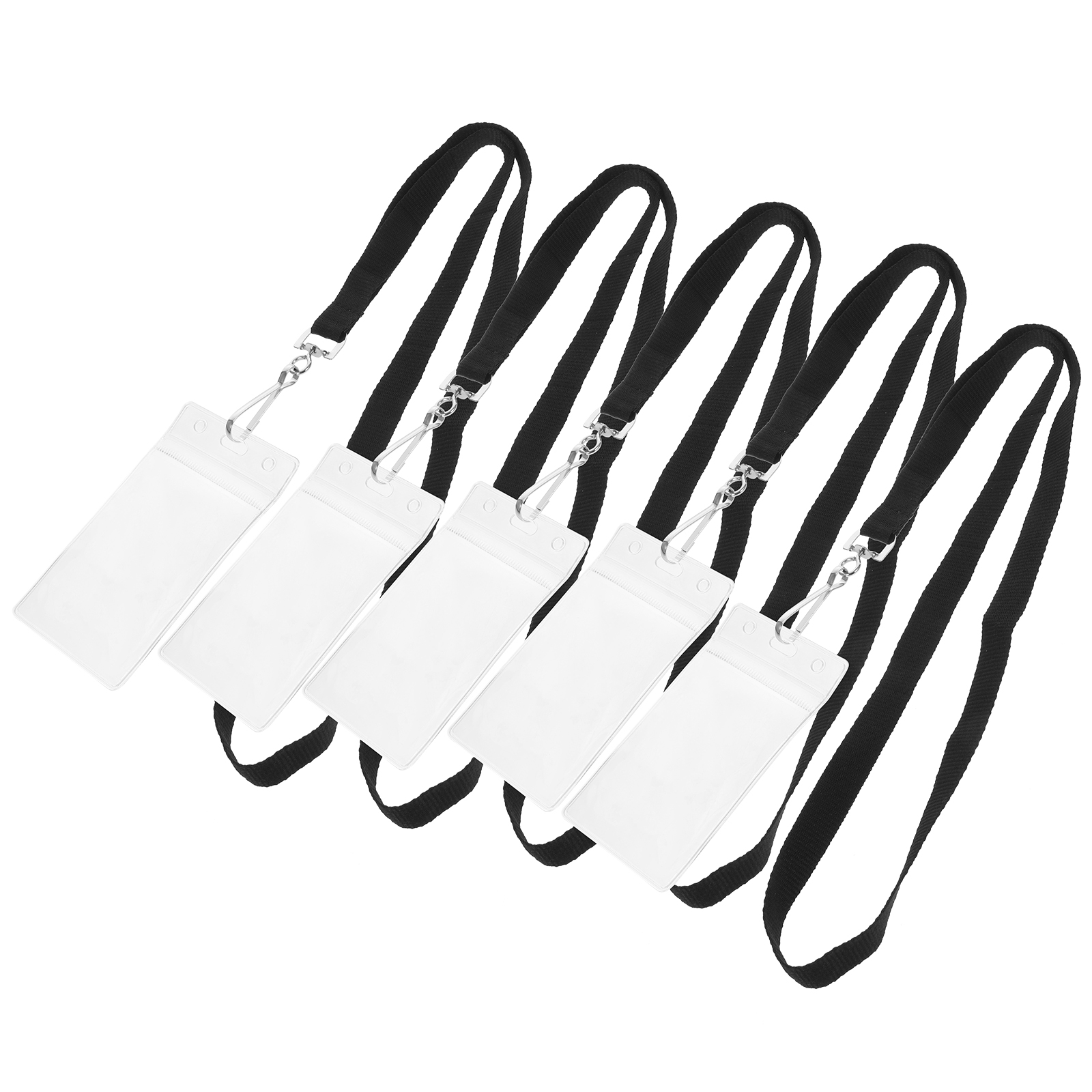 UPOUART 5 Sets Badge Holder with Lanyard for Cards and Id Badges Black ...