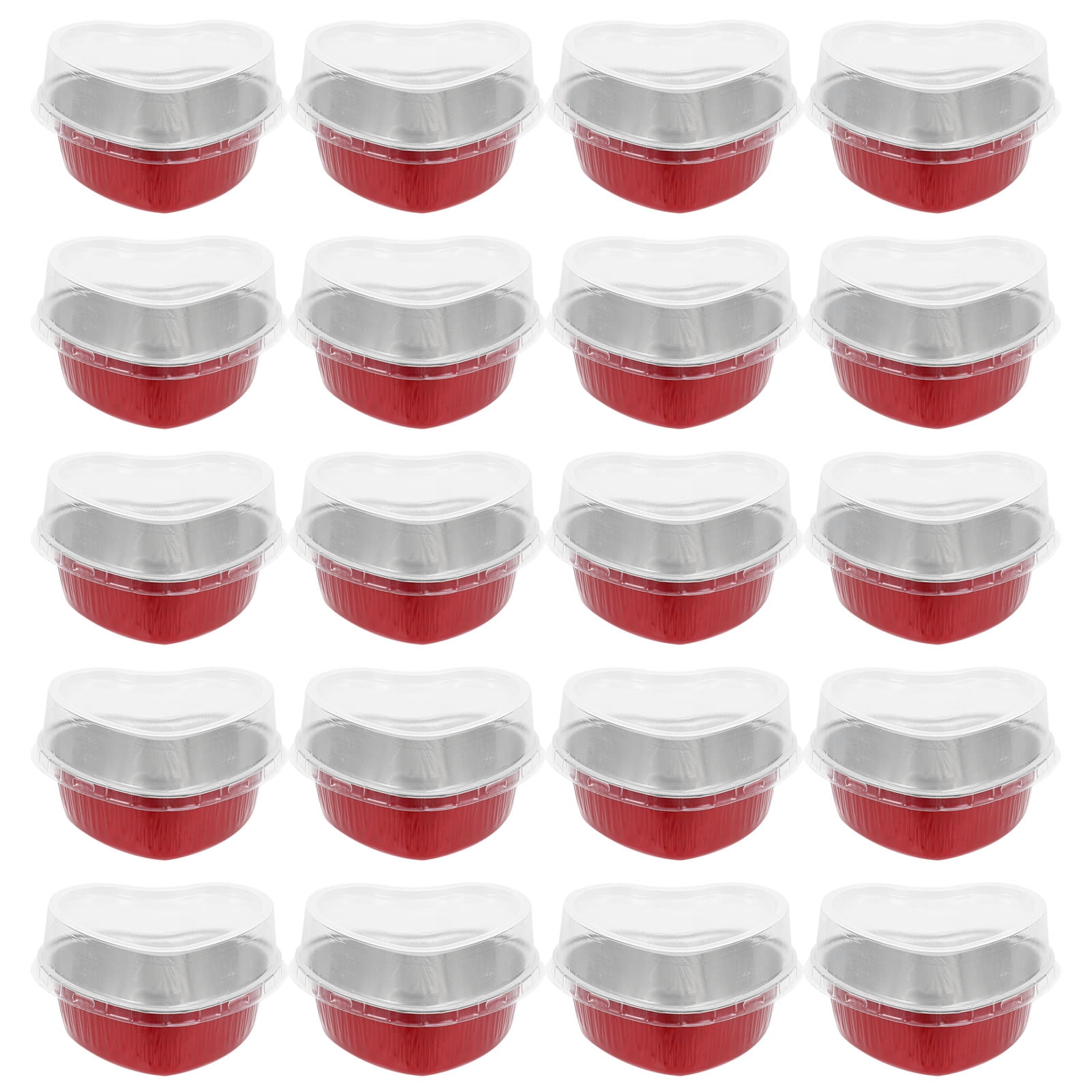 UPOUART 50 Sets Foil Heart Pans Simple Design Red Color Heart Baking ...
