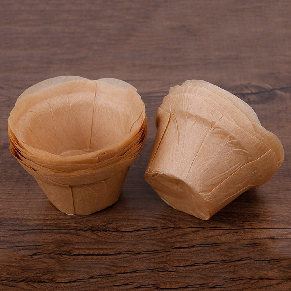 UPOUART 50Pcs Lotus Cupcake Wrappers Golden Paper Baking Cups Oven Safe ...