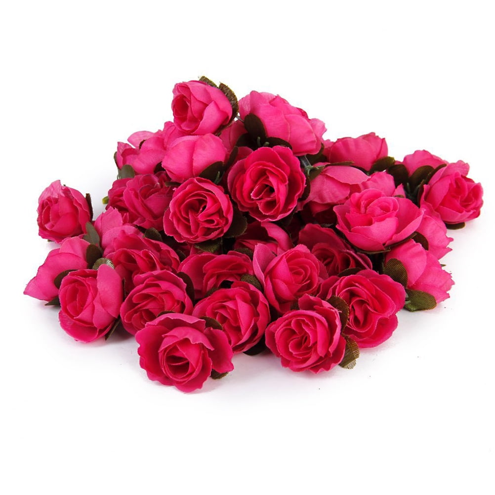UPOUART 50Pcs Rosy Artificial Rose Flower Heads for Wedding Decor and ...