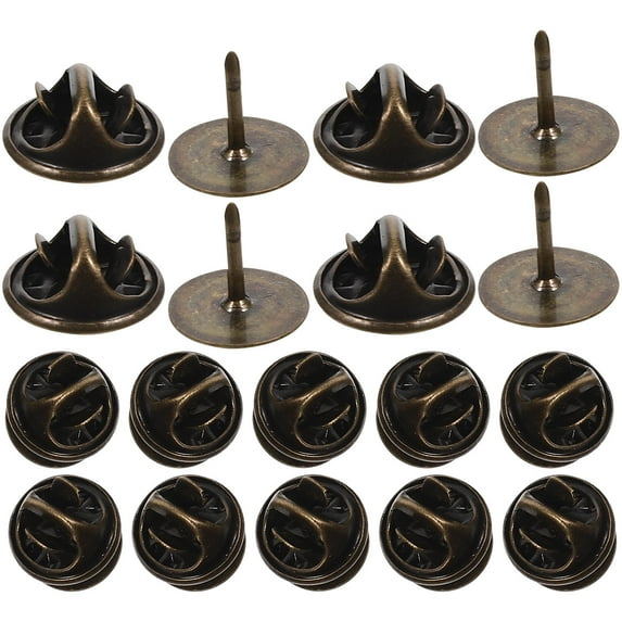 UPOUART 50Sets Locking Pin Backs Dark Brown Metal Pin Backings for ...